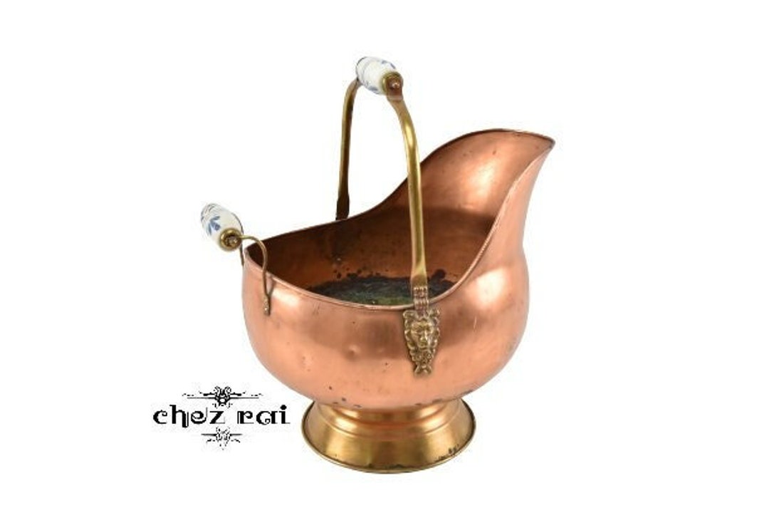 Vintage Copper Brass Coal Scuttle Bucket French Vintage Planter ...