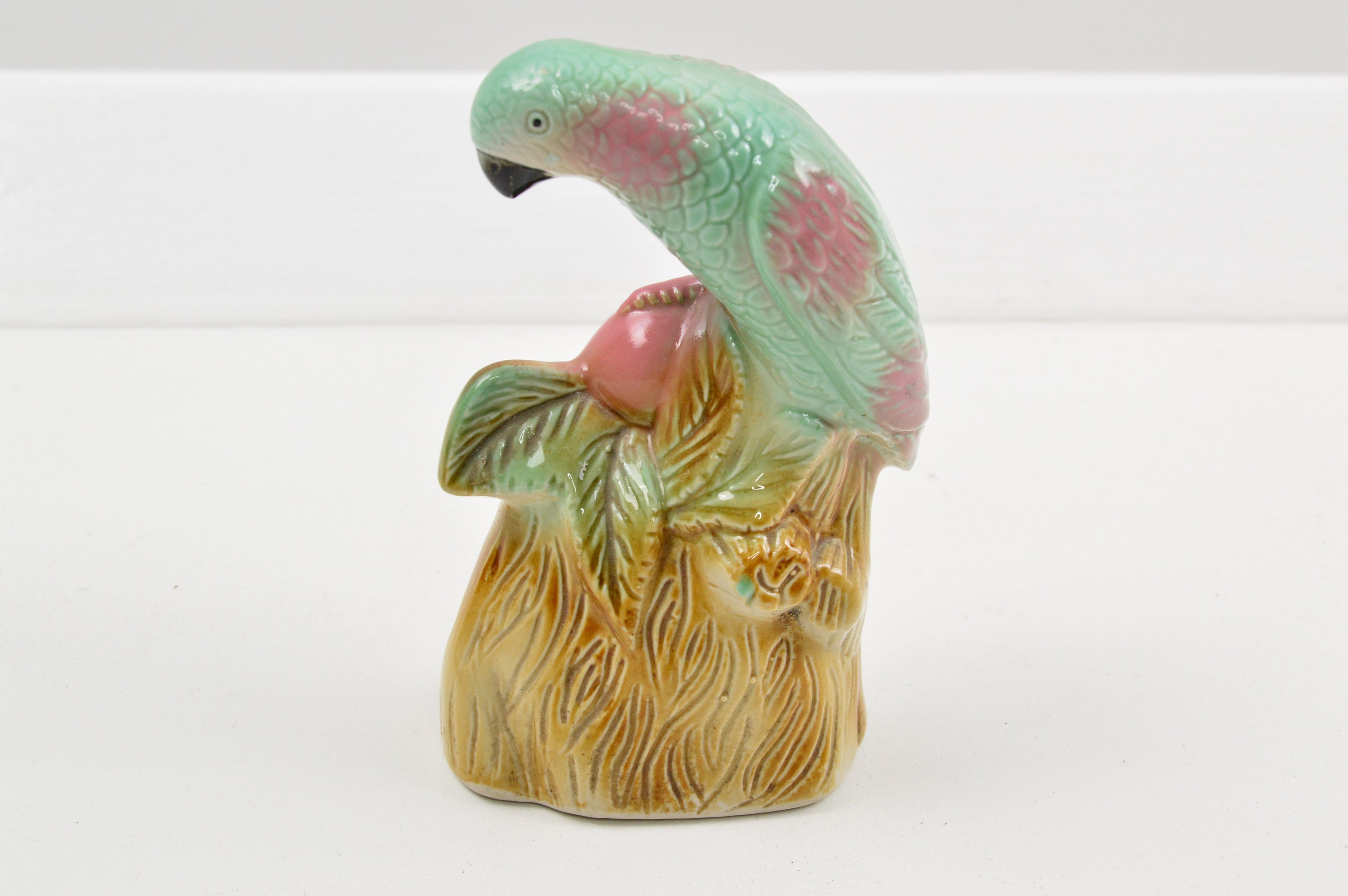 Vintage Ceramic Parrot Parakeet Figurine Ornament Made in | Etsy