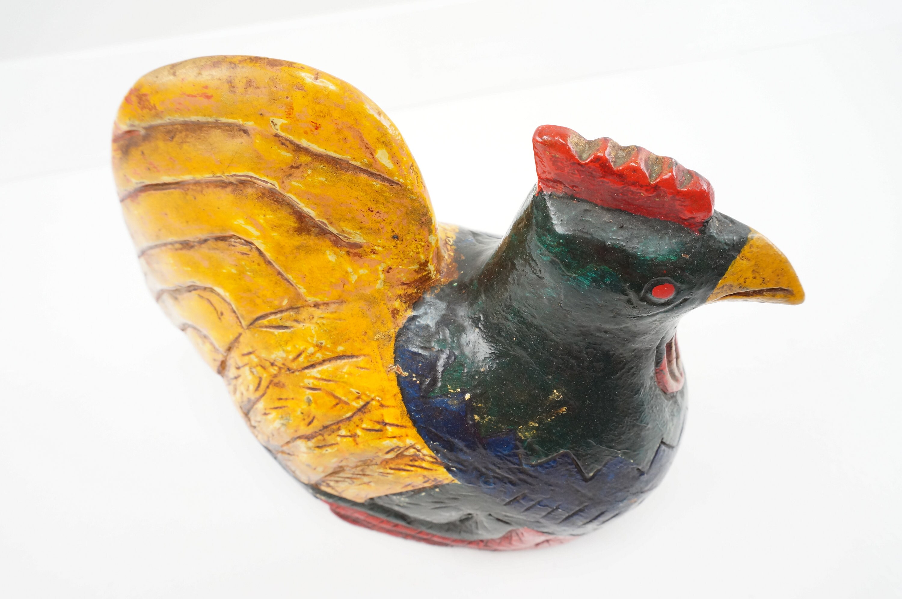 Vintage Carved Wooden Chicken Bird Statue Primitive Figurine Wood Shelf ...