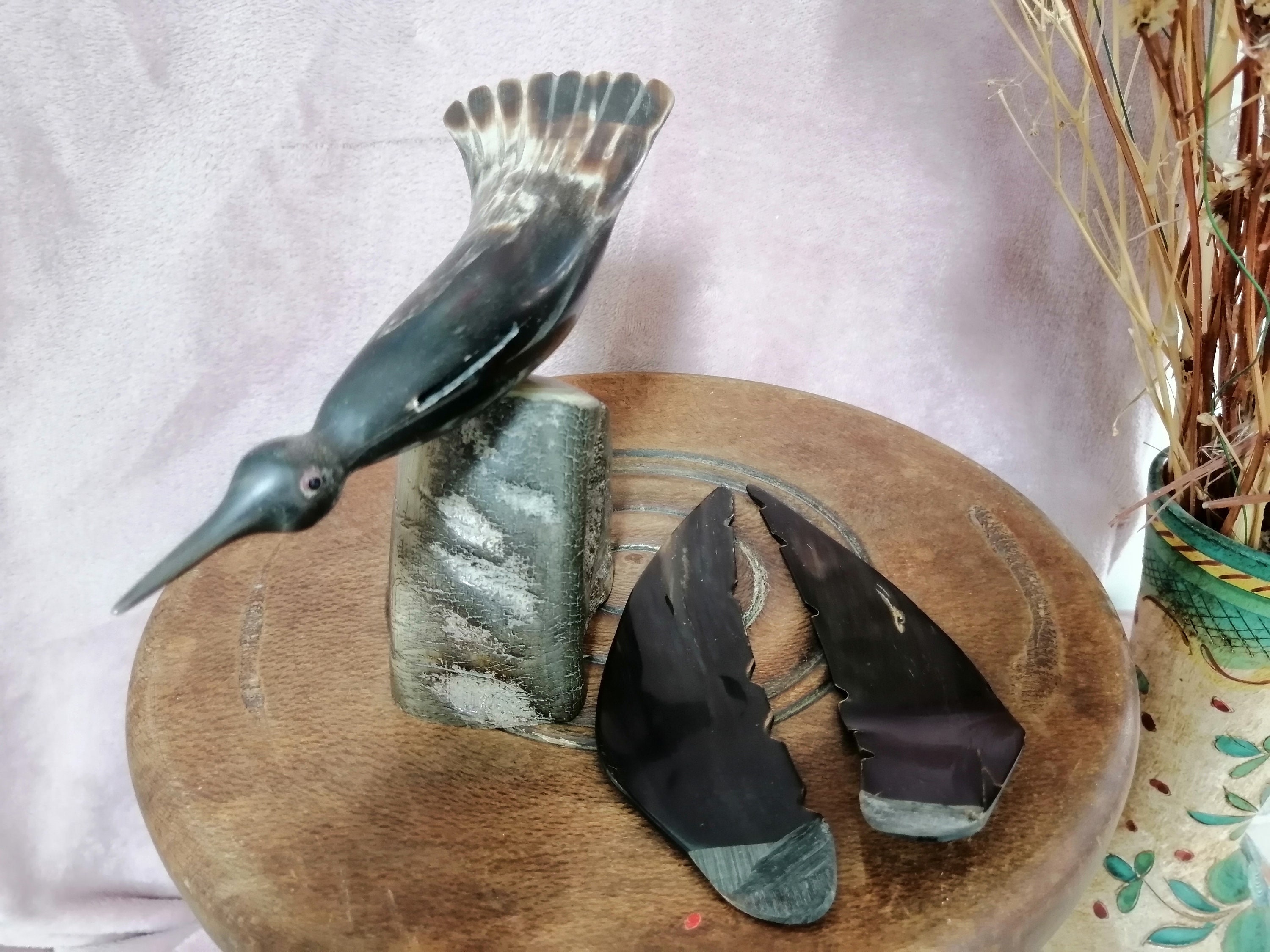 Vintage Bird Carved Horn Sculpture on Horn Base French Statue | Etsy