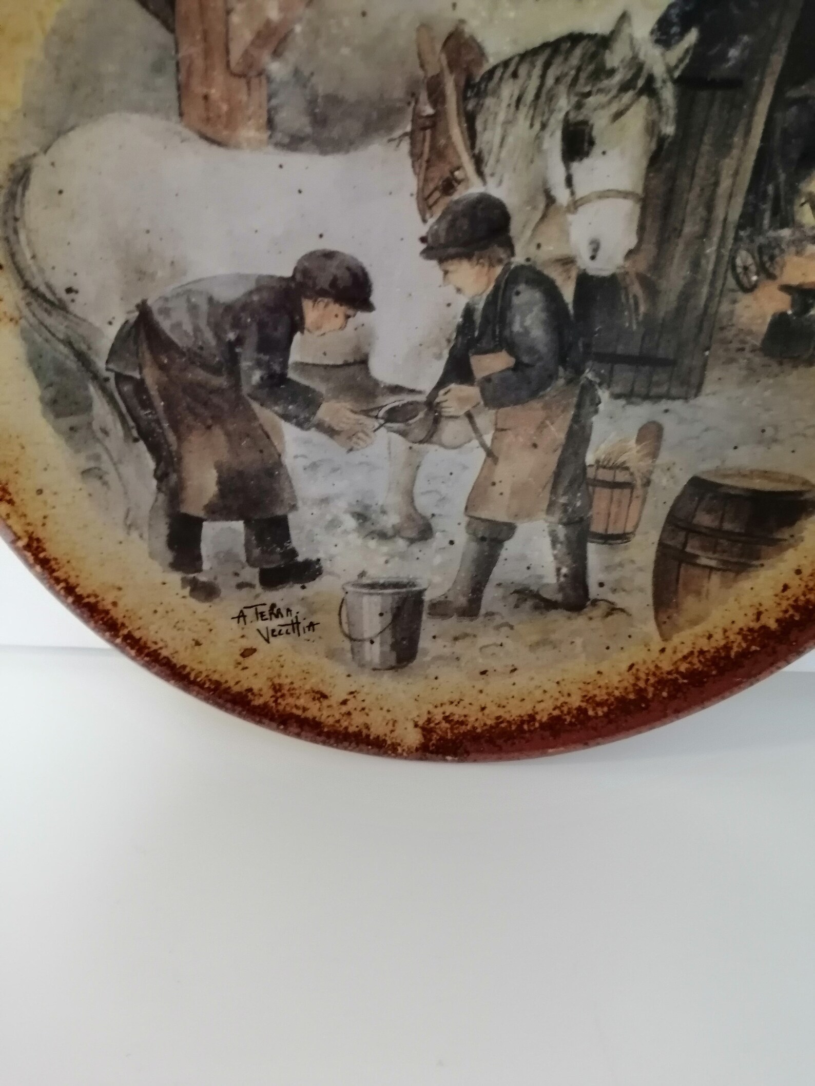 Vintage Earthenware Stoneware Pottery Glazed Plate Signed Terra Vecchia ...