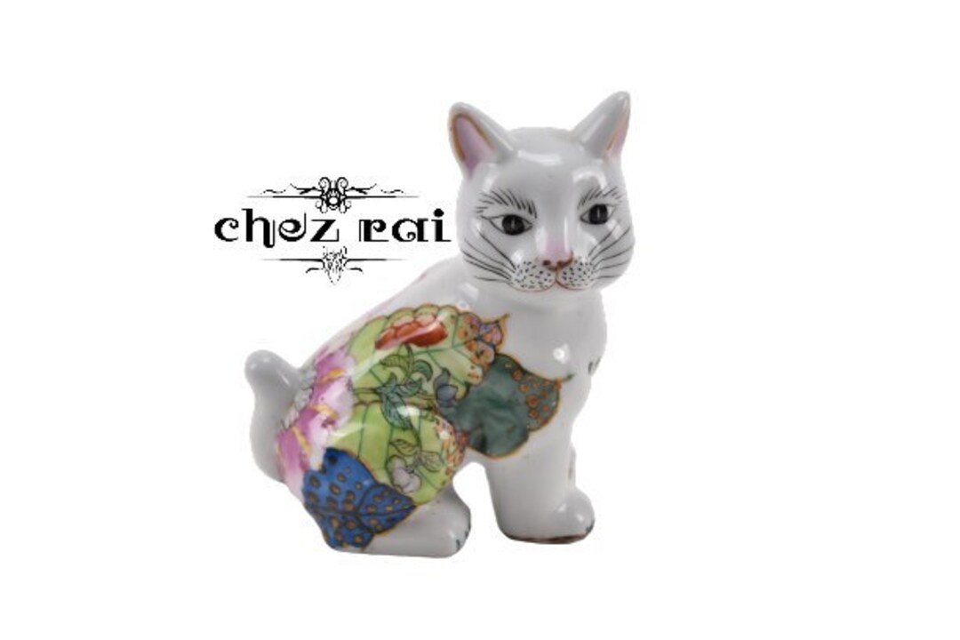 Vintage Beautiful Chinese Qianlong Small Porcelain Tobacco Leaf Cat ...