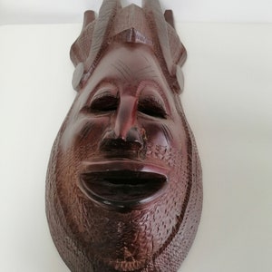 Vintage Extra Large African Mask Statue Figurine Primitive Hand Crafted ...