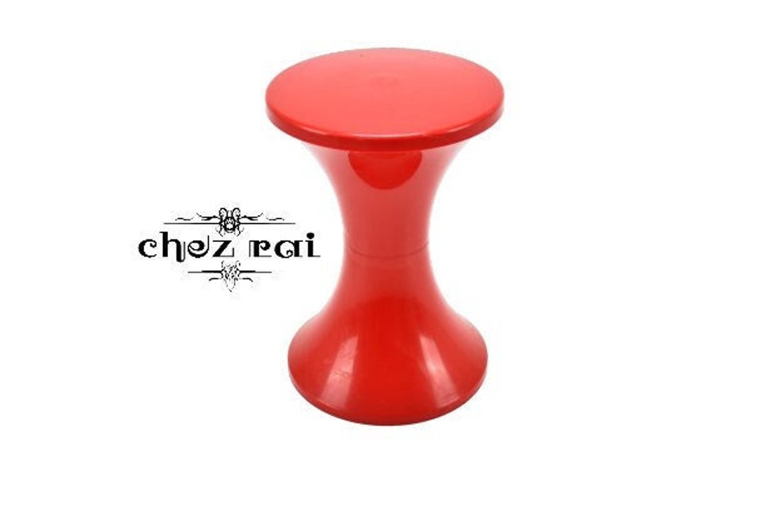 Vintage French Tam Tam Tabouret Stool Storage Plastic Red Seat Chair ...