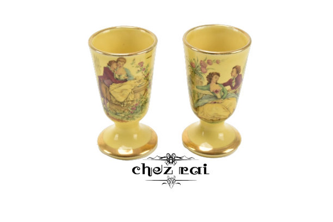 Vintage A Pair of Beautiful Yellow Mazagran Cups Coffee Cups Porcelaine ...