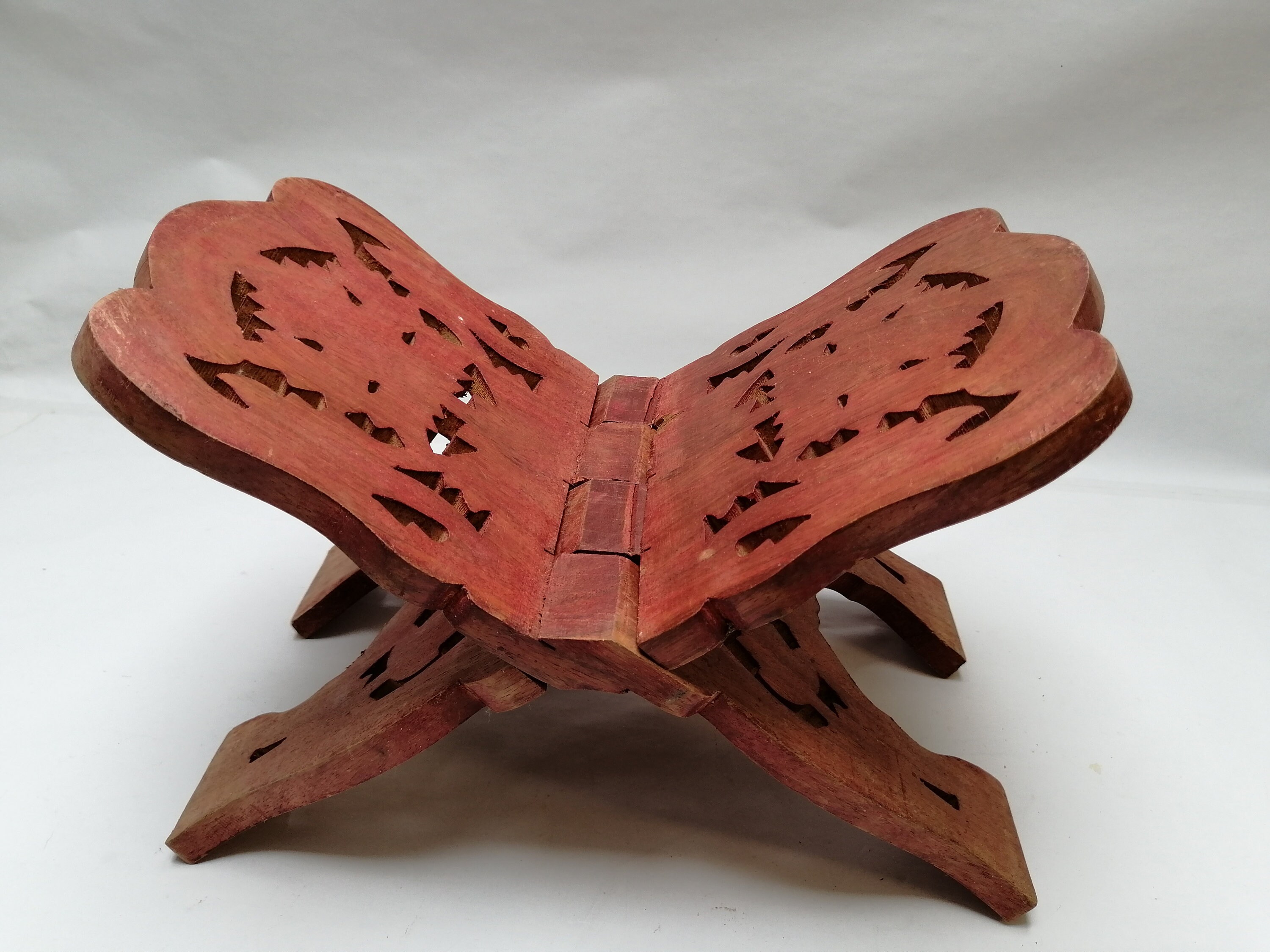 Vintage Hand Carved Wood Folding Bible Display Cookbook Holder Wood ...