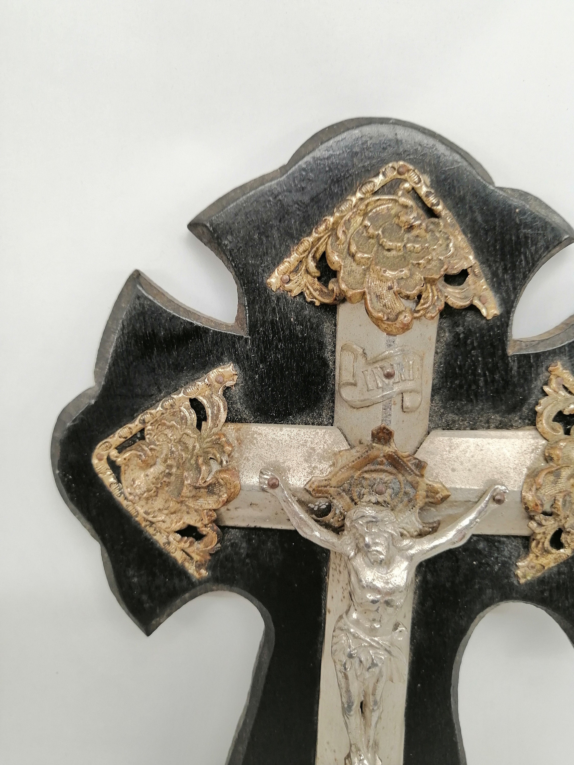 Antique Crucifix Gothic Wall Cross Jesus Christ INRI Unusual | Etsy