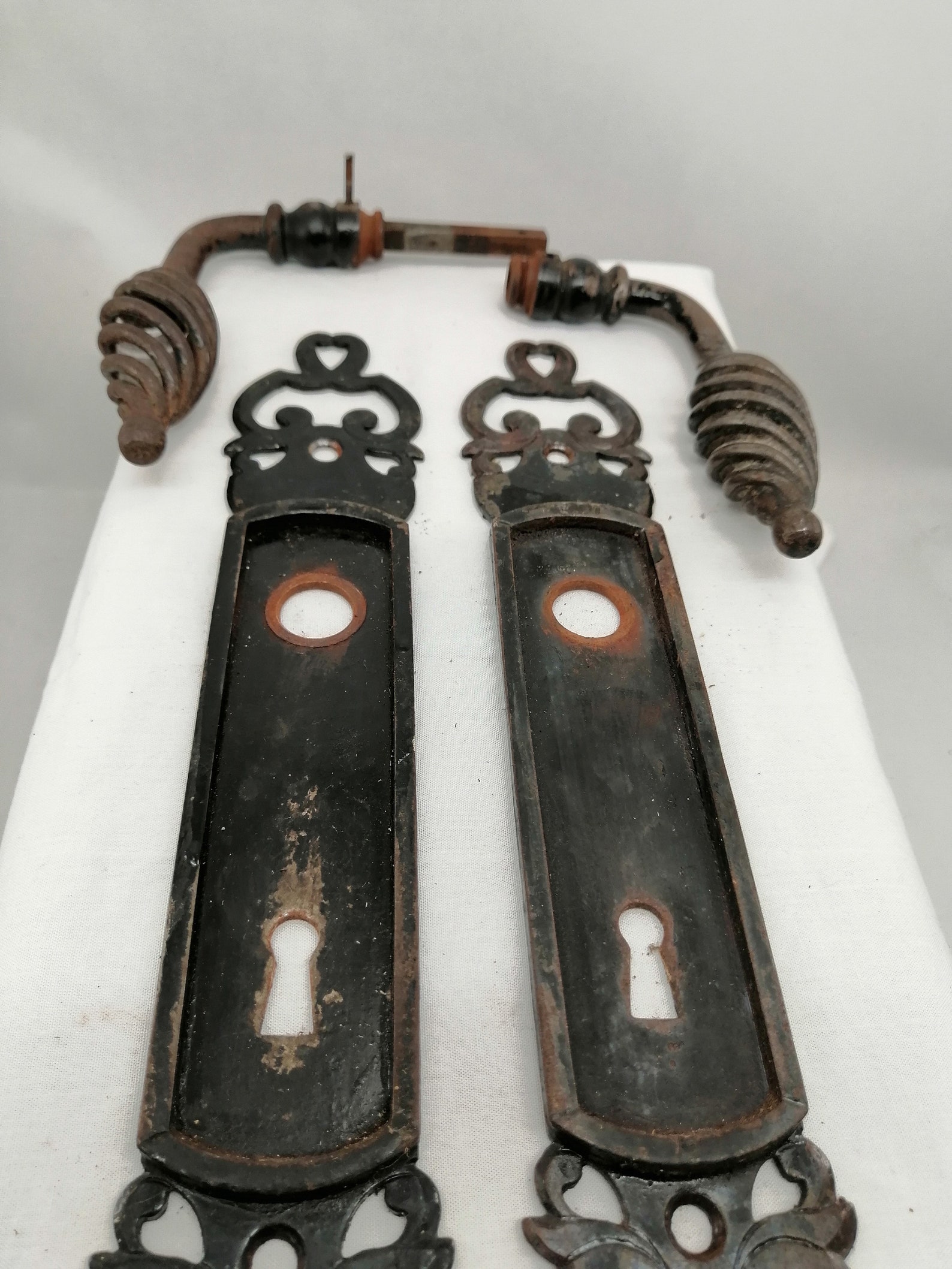 Vintage French Traditional Door Handles Black Cast Iron Door | Etsy