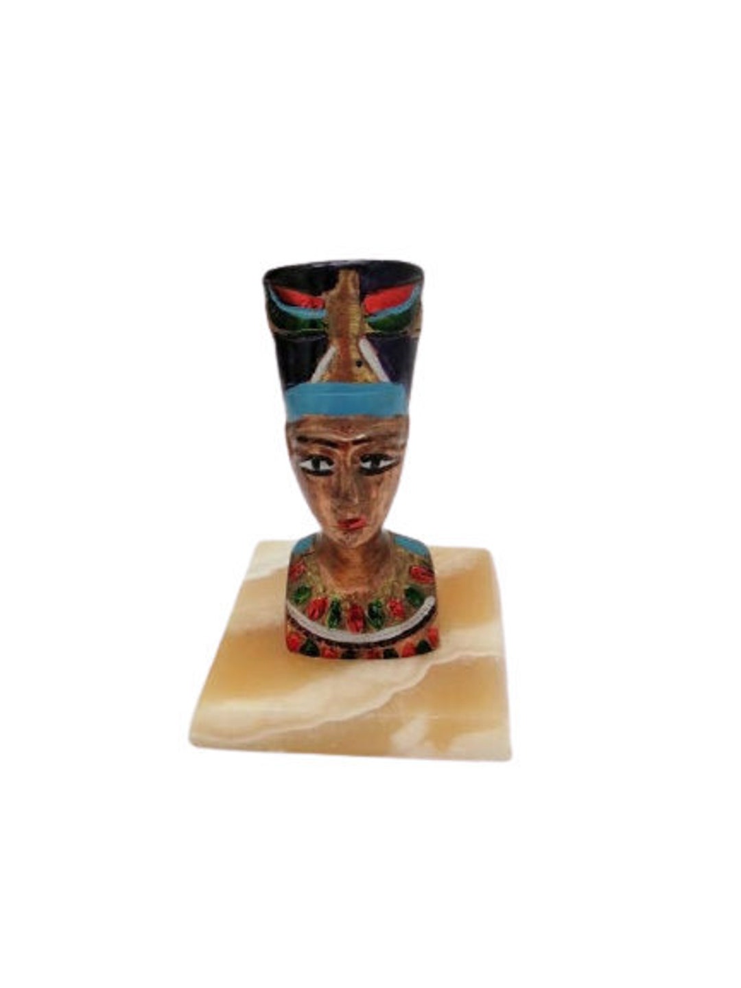 Vintage Metal Egyptian Pharaoh Head on an Onyx Mount Figurine Bust ...