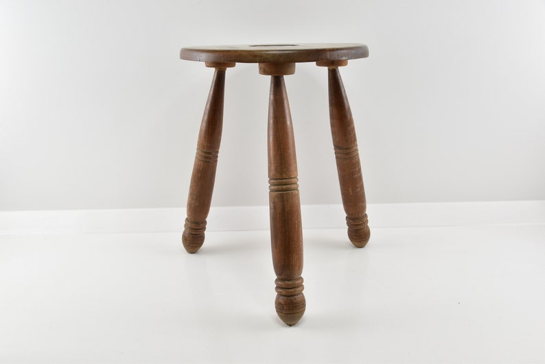 Vintage French 21" Beautiful Heavy Hardwood Large Stool Small Table ...