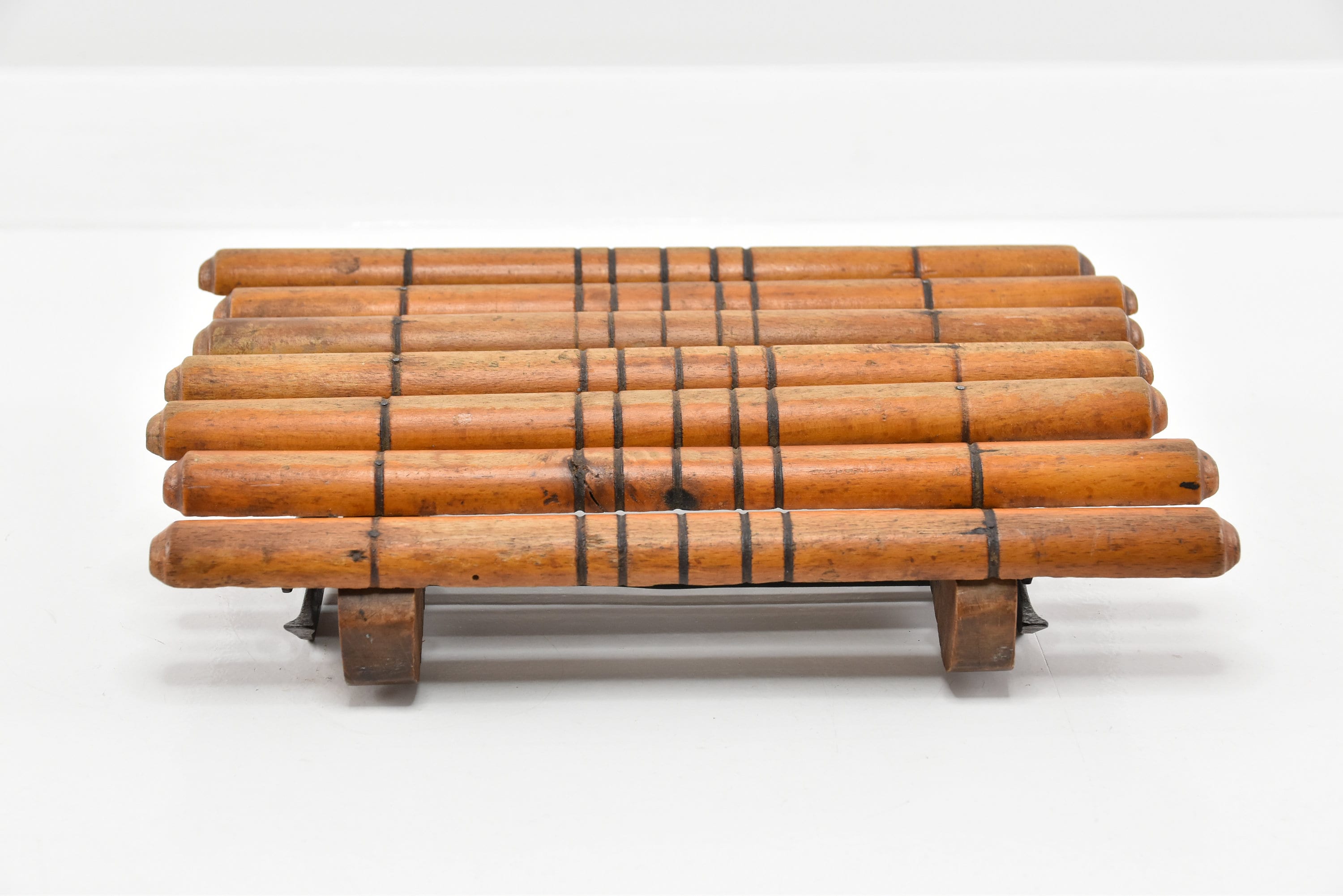 Vintage Folding Wooden Slatted Low Mini Stool Steel Framed - Etsy