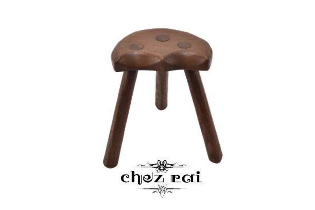 Vintage French 13" Small Wooden Saddle Shaped Three Legged Tabouret ...