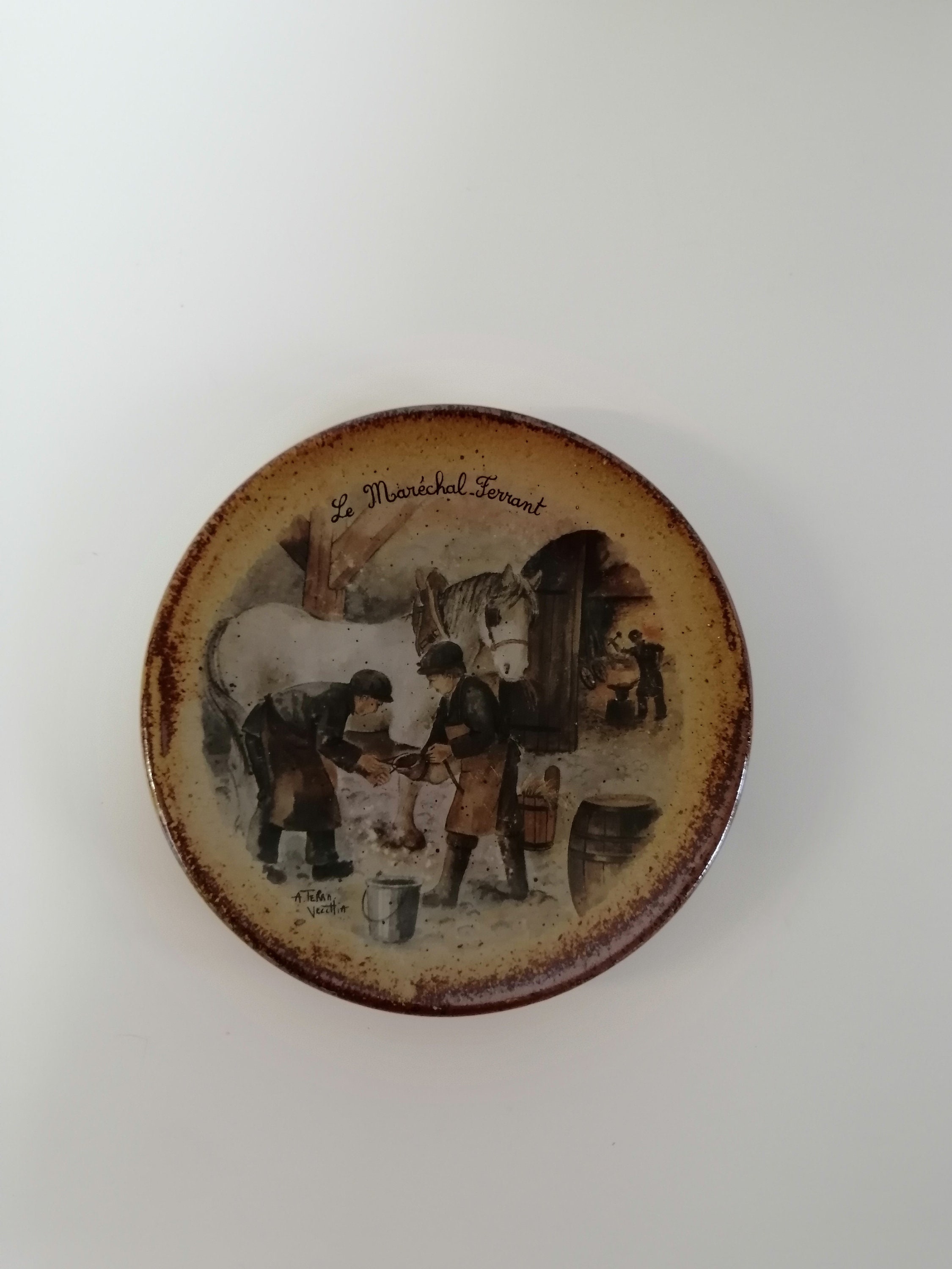 Vintage Earthenware Stoneware Pottery Glazed Plate Signed Terra Vecchia ...