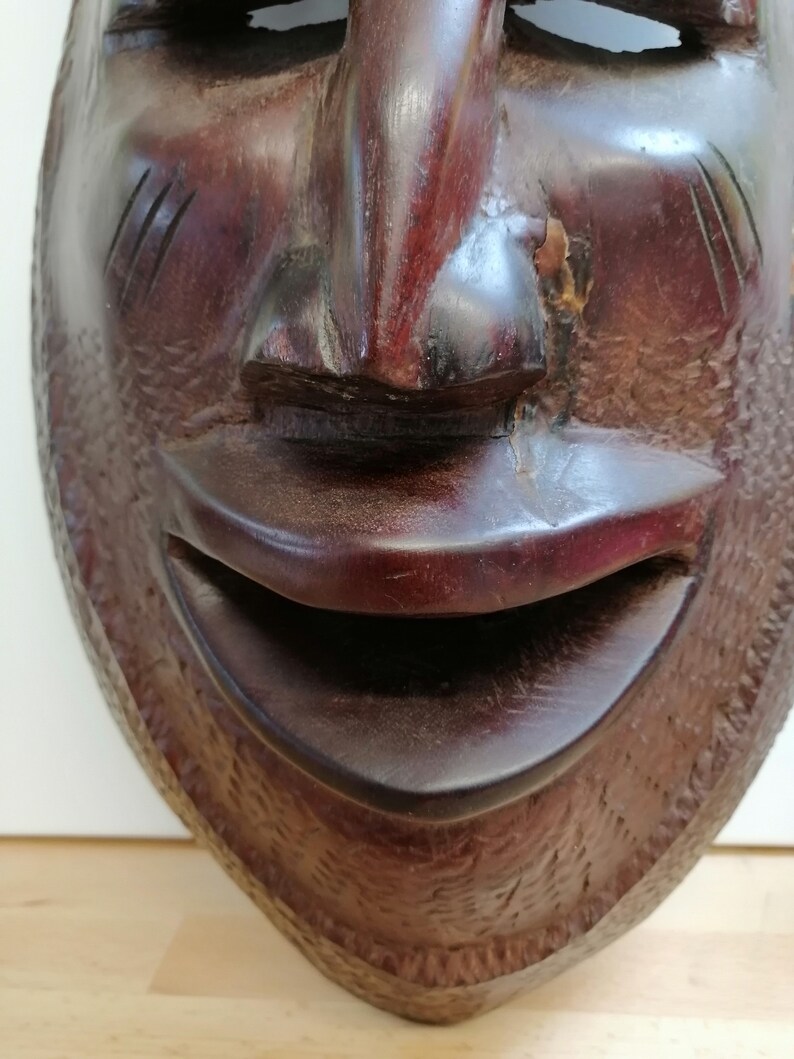 Vintage Extra Large African Mask Statue Figurine Primitive - Etsy