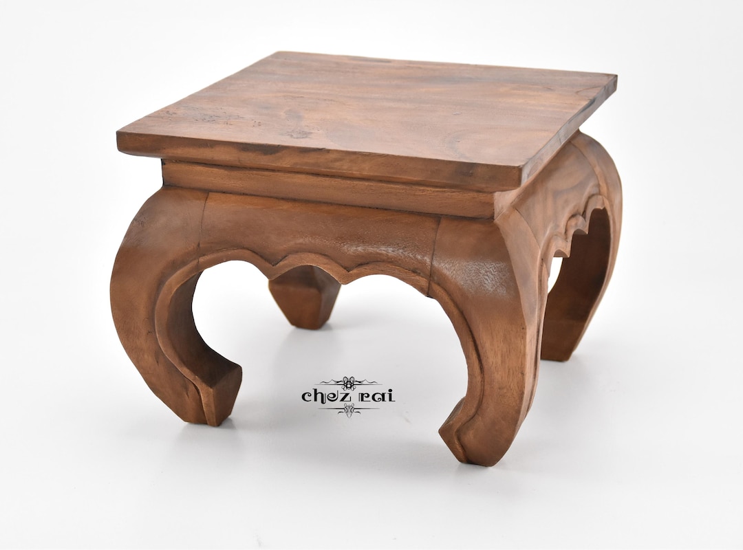 Vintage Opium Table Wooden Stool Coffee Side Table Living Room Display ...