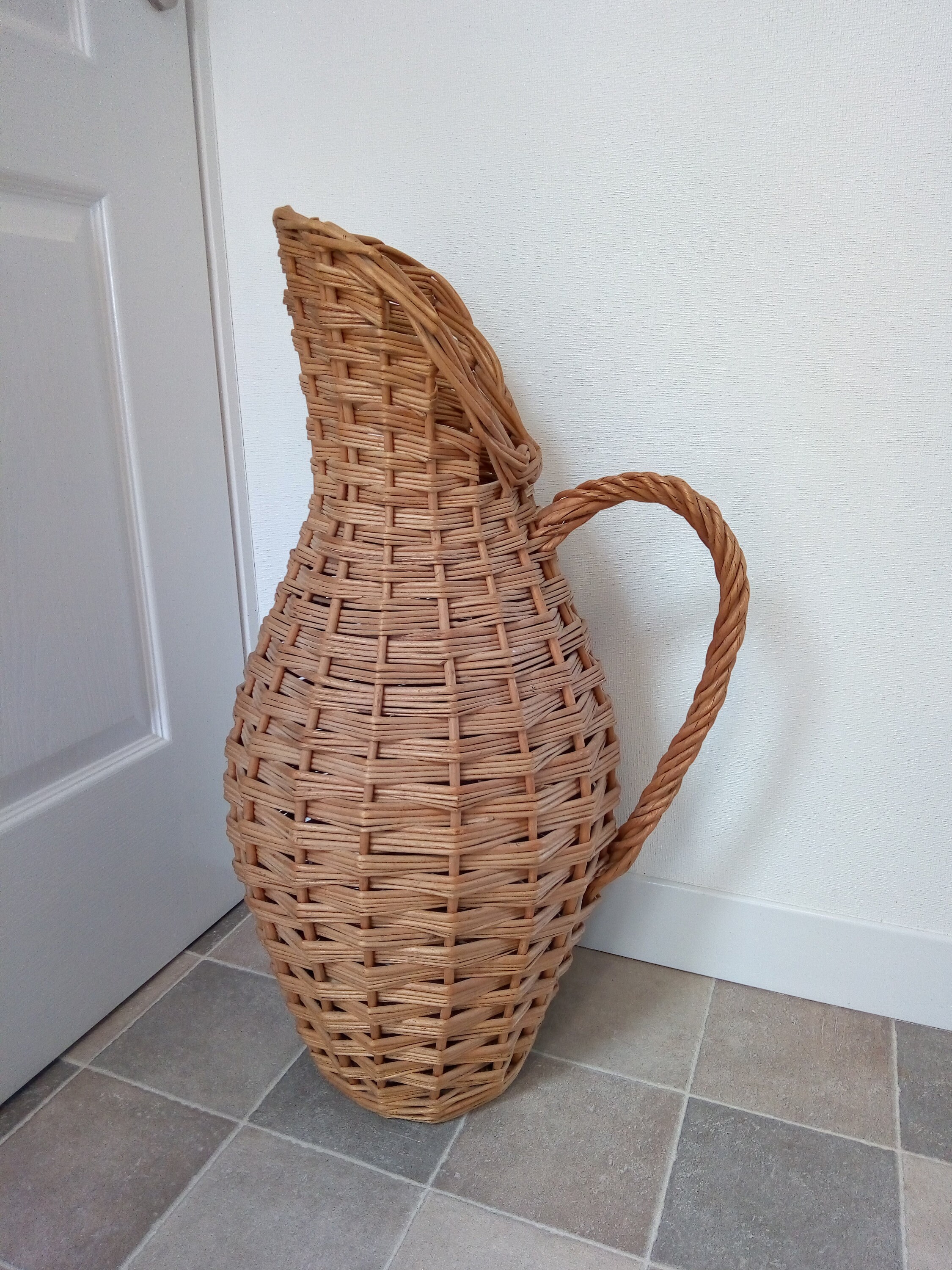 Vintage Tall Rattan Vase Umbrella Stand Wicker Pitcher Home - Etsy