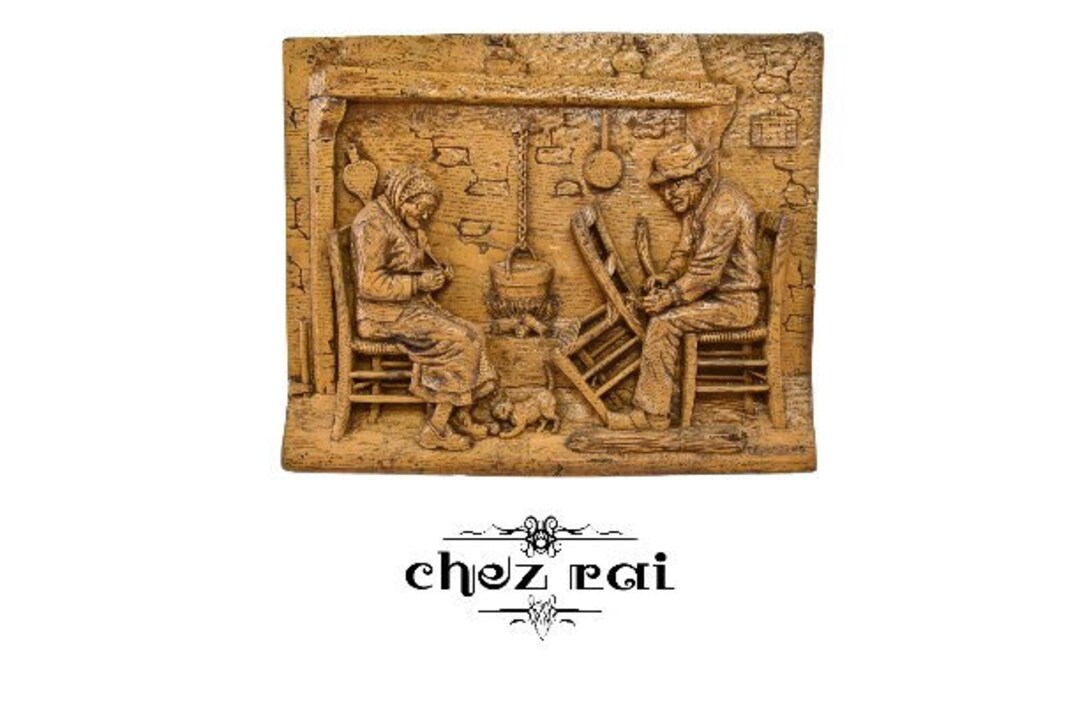 Vintage French C A MORAND Wooden Resin Plaque Wall Hanging Wall Décor ...