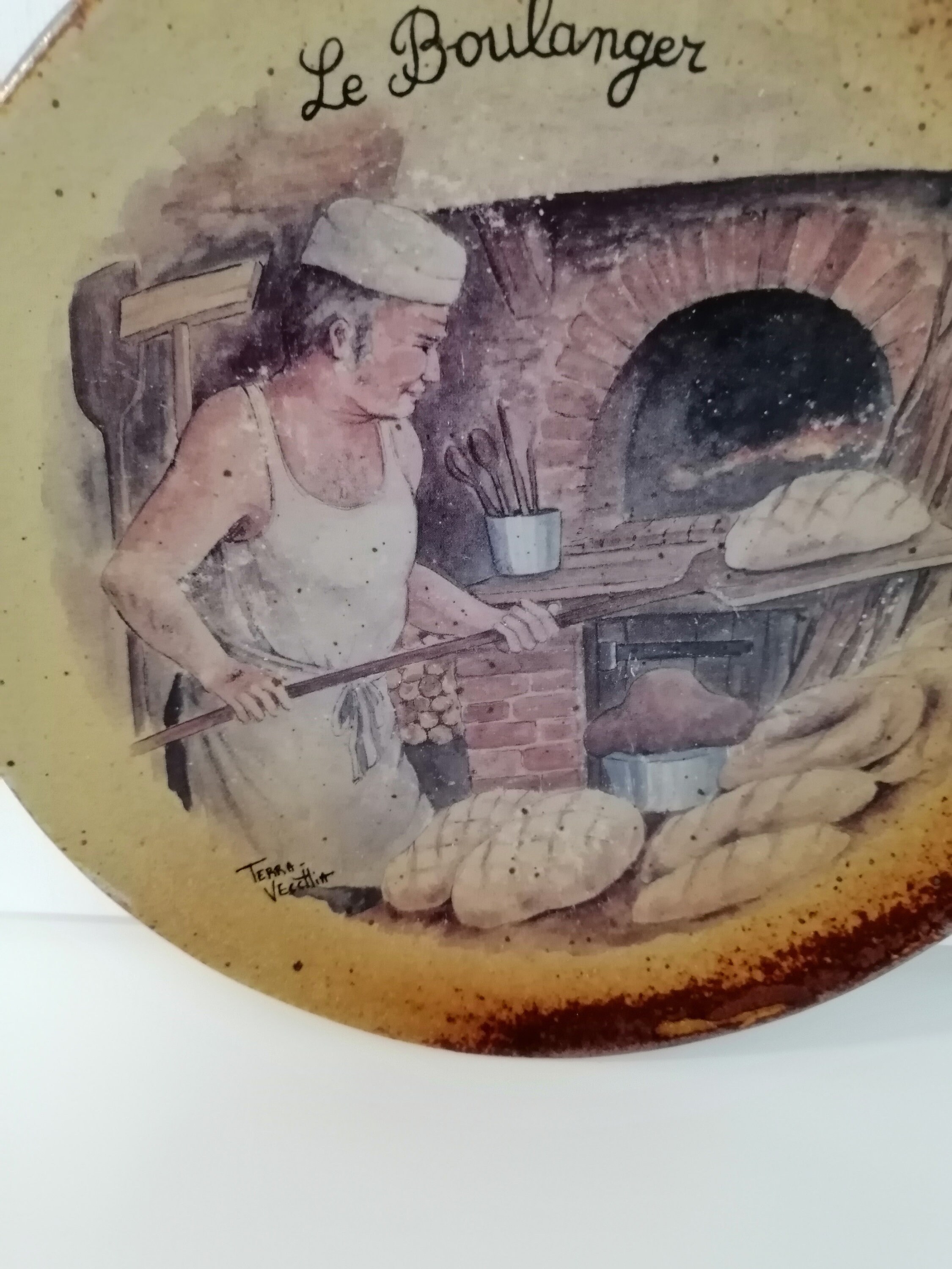 Vintage Earthenware Stoneware Pottery Glazed Plate Signed Terra Vecchia ...