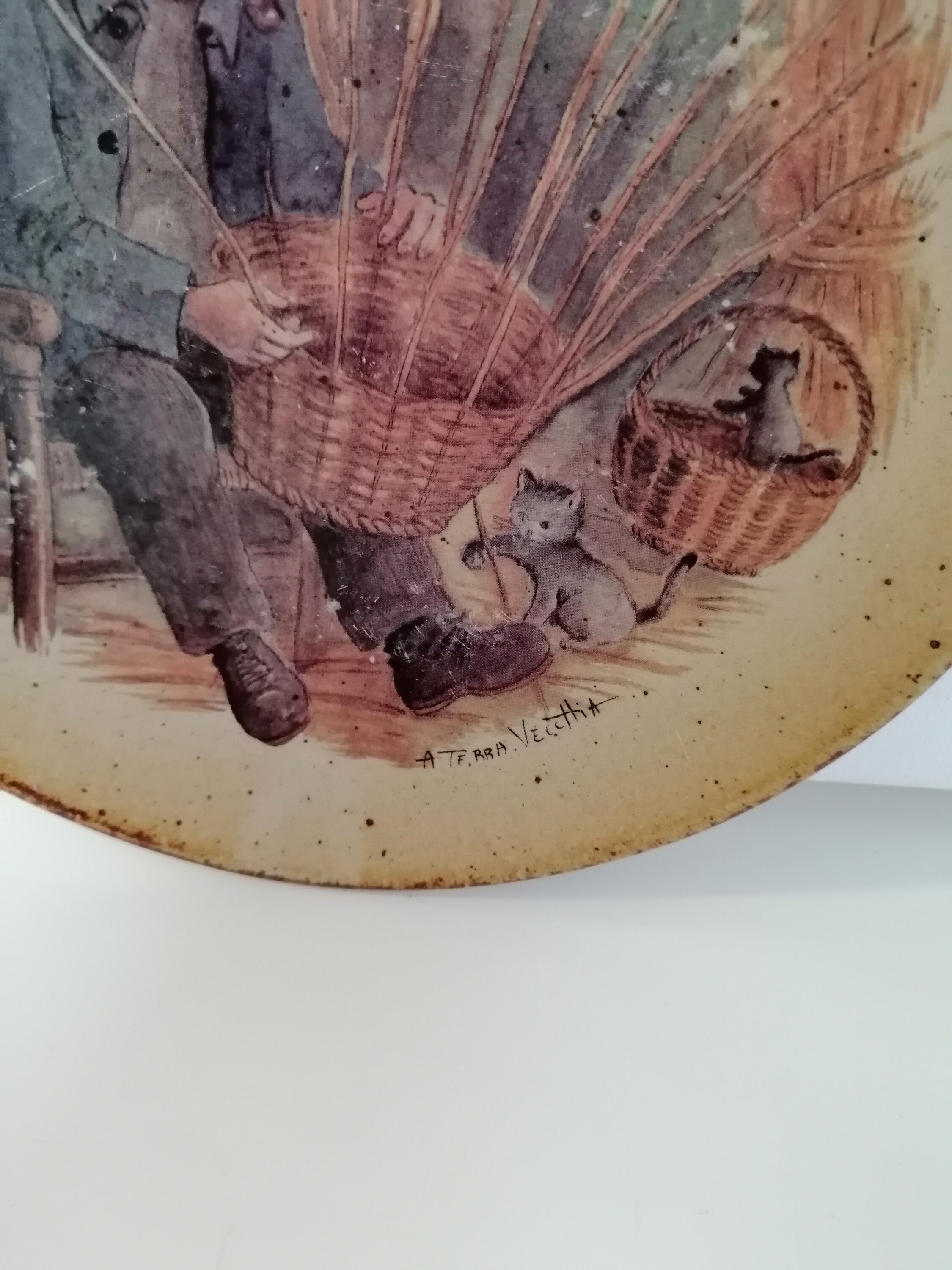 Vintage Earthenware Stoneware Pottery Glazed Plate Signed Terra Vecchia ...