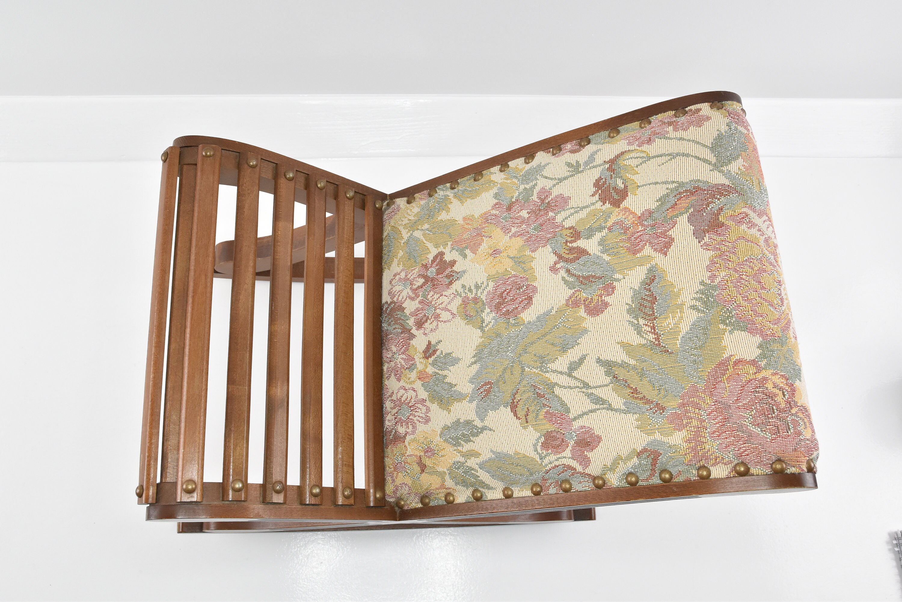 Vintage Wooden Slatted Rocking Footstool Footrest Cushioned | Etsy