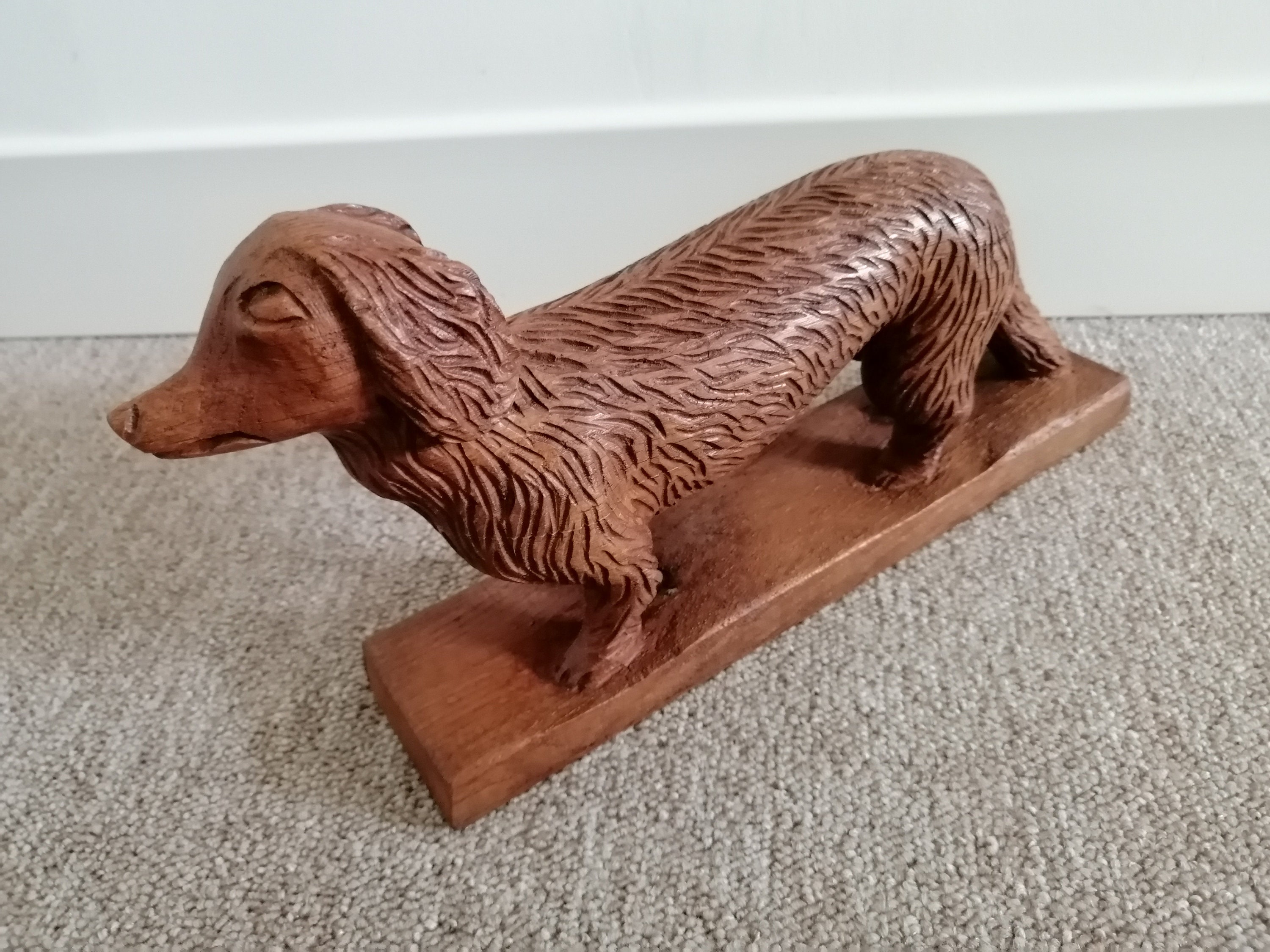 Vintage Wooden Sculpture Wood Dog Figurine Dog Figure Statue Shelf ...