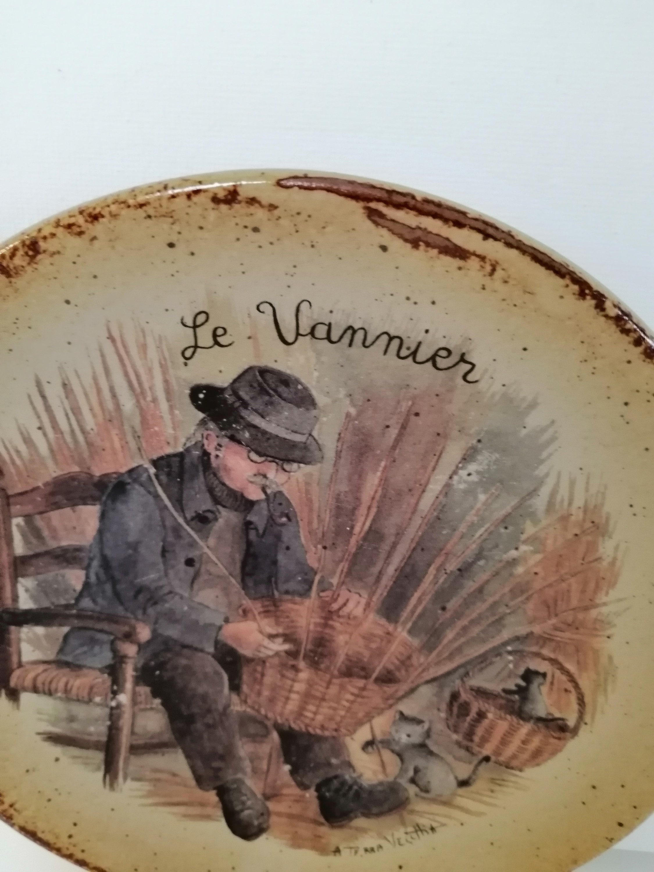 Vintage Earthenware Stoneware Pottery Glazed Plate Signed Terra Vecchia ...