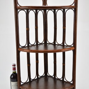 Vintage Large Tall Rattan Corner Unit Wicker Work Wooden Three Shelf ...
