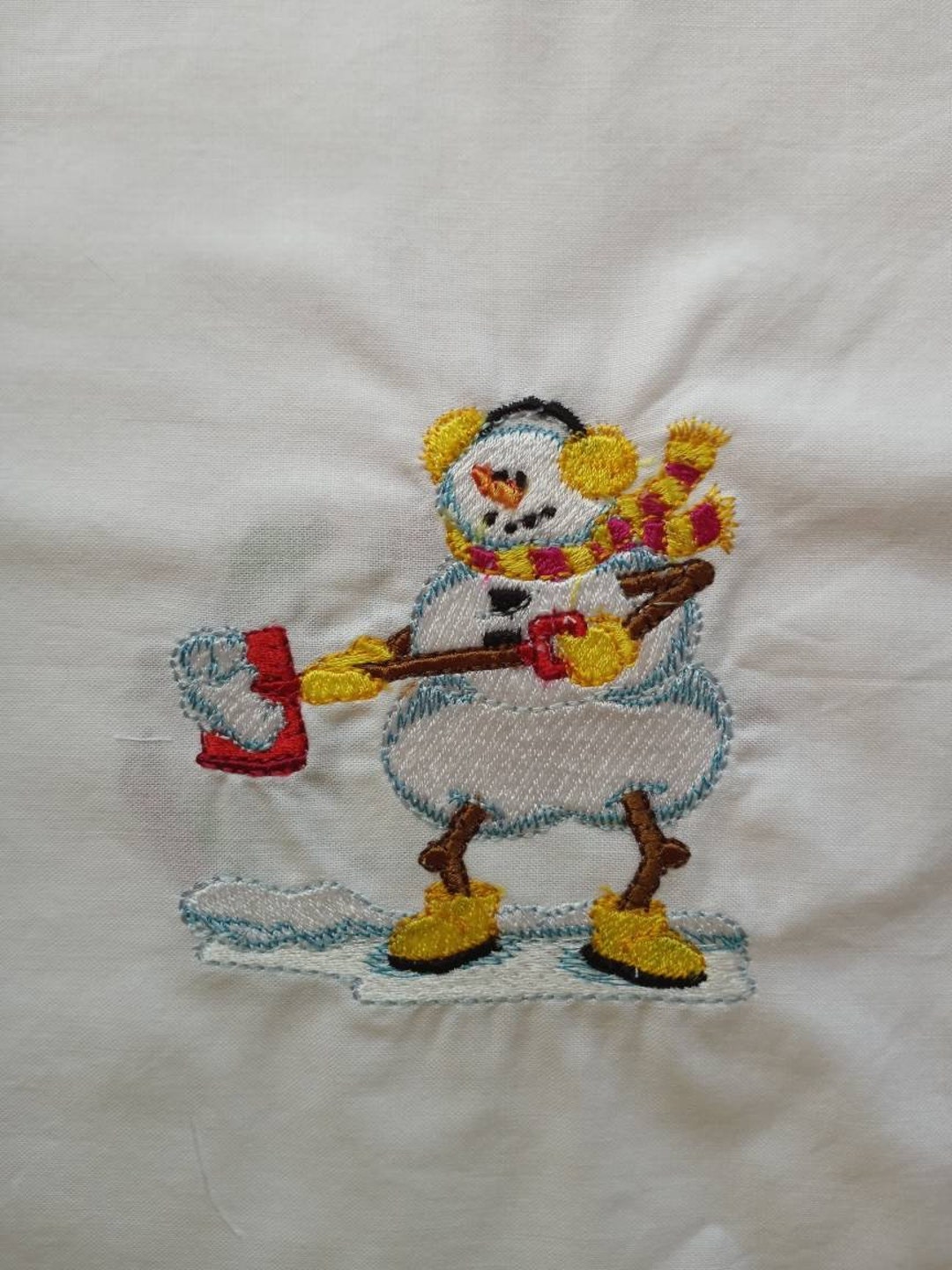 Machine Embroidered Quilt Blocks Squares Set of 6 Cute Playful Snowmen ...