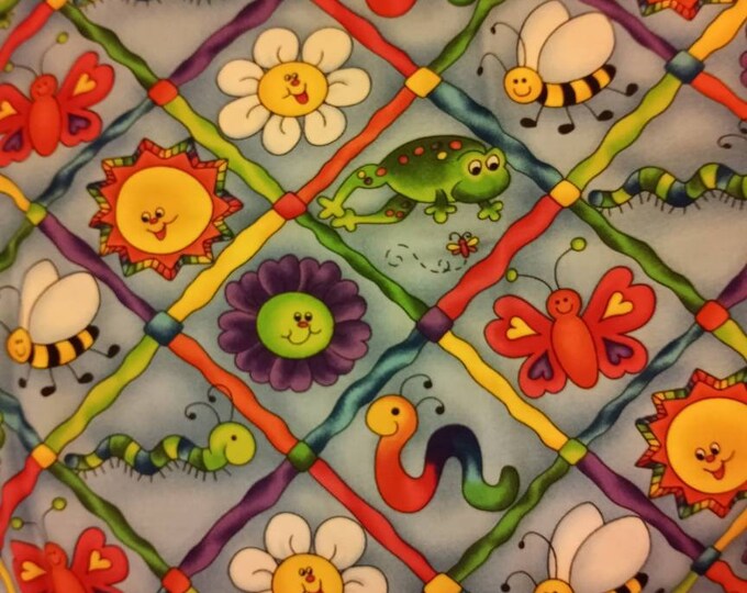 Wiggly Garden by Cheri Strole for Moda Fabrics in Blue Cute Little Bugs ...