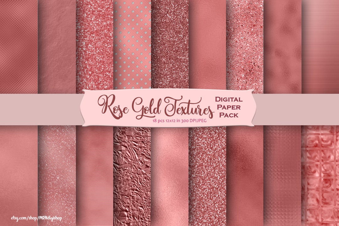 Rose Gold Textures Foil Digital Paper Gold Glitters Rose - Etsy