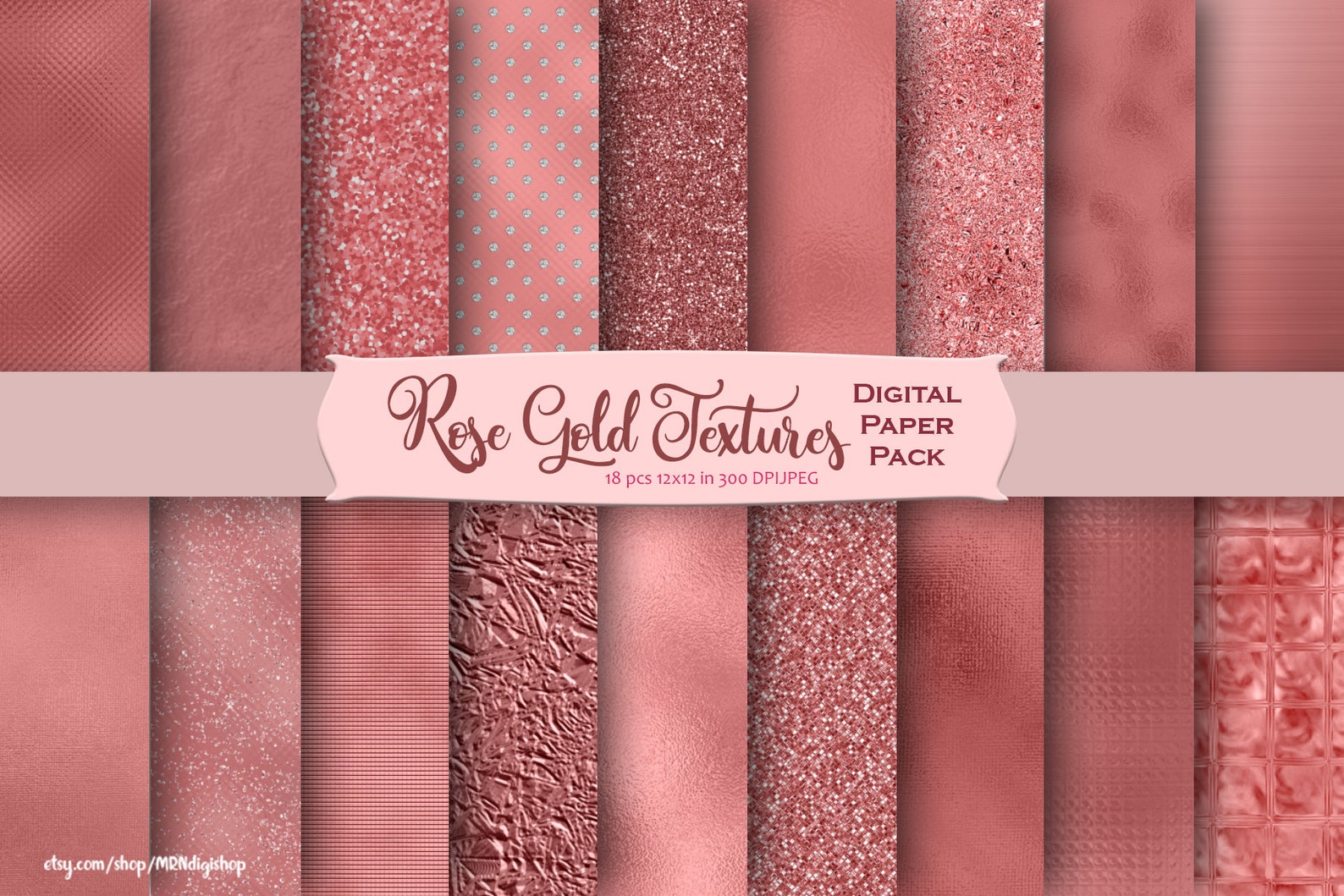 Rose Gold Textures Foil Digital Paper Gold Glitters Rose - Etsy