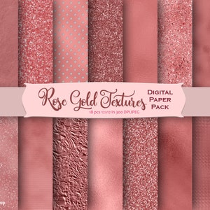 Rose Gold Textures Foil Digital Paper Gold Glitters Rose - Etsy