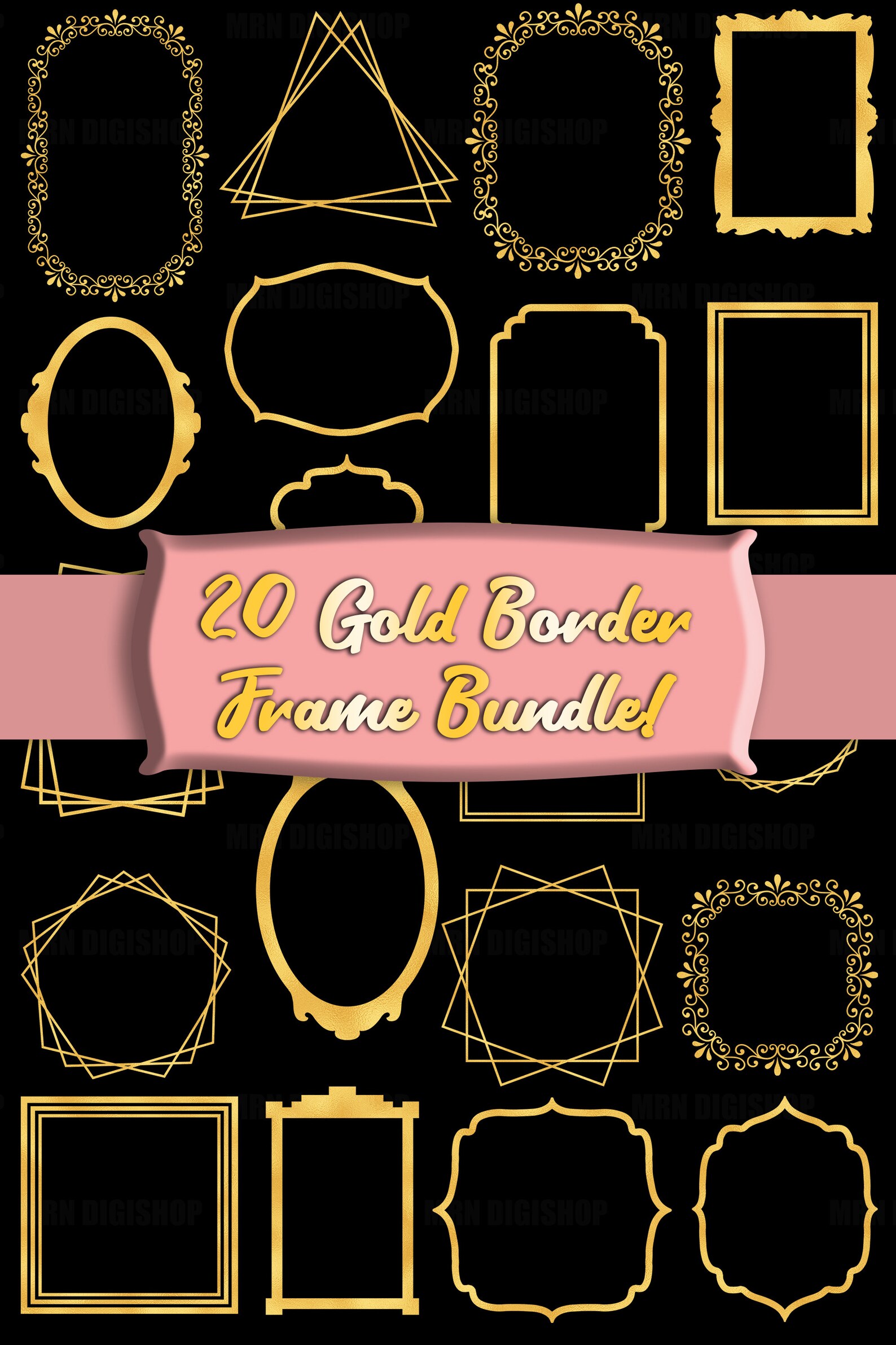Gold Border Frames Clipart Create Your Next Project With This - Etsy