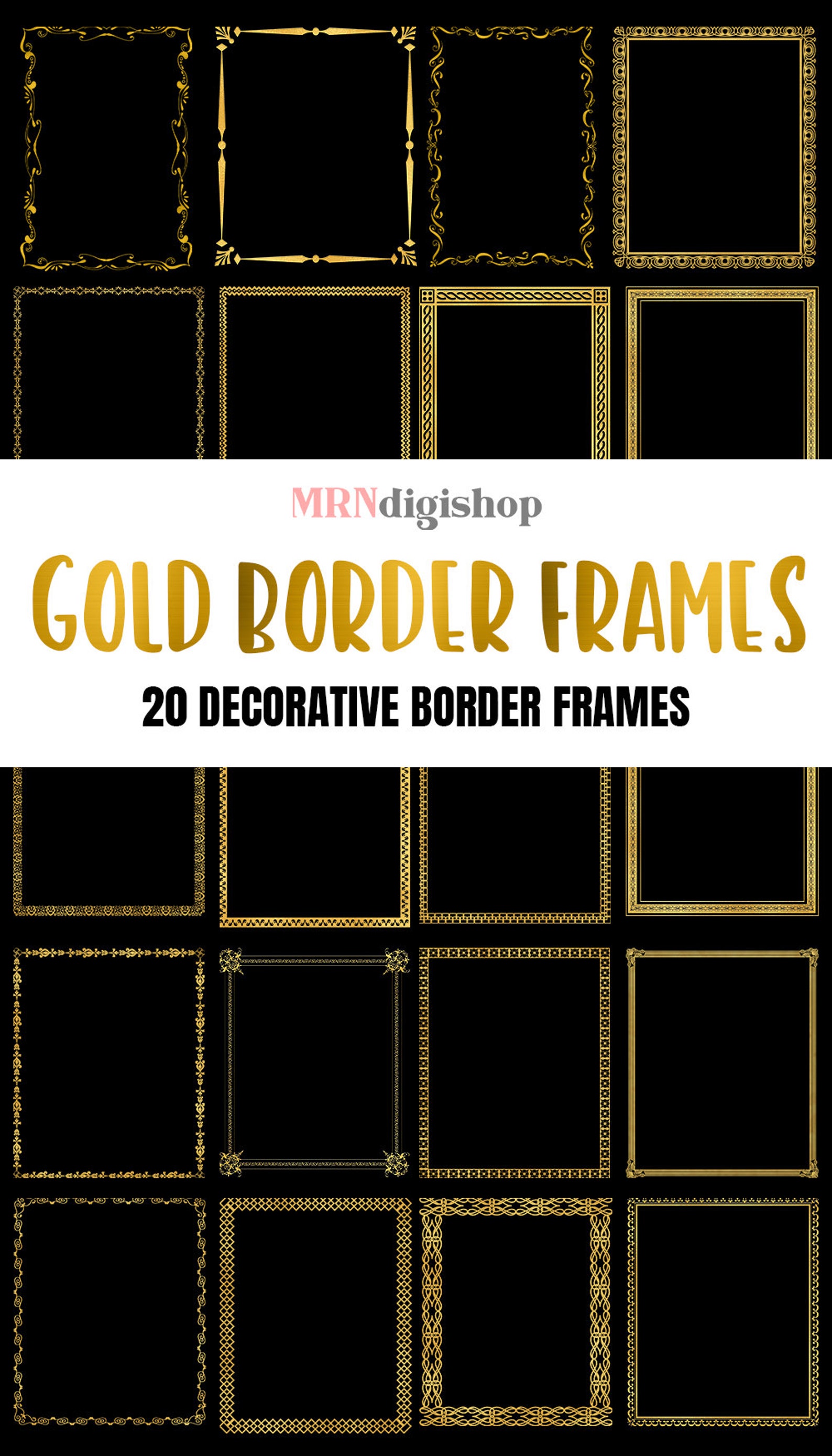 Gold Border Frames Clipart Create Your Next Project With - Etsy