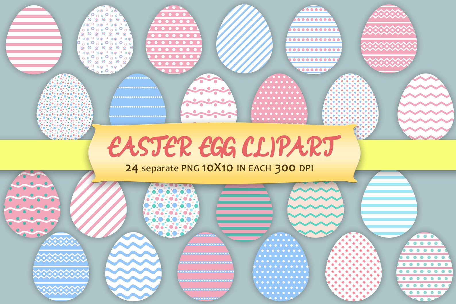 Easter Egg Clipart Pack Pastel Colors Scrapbooking - Etsy