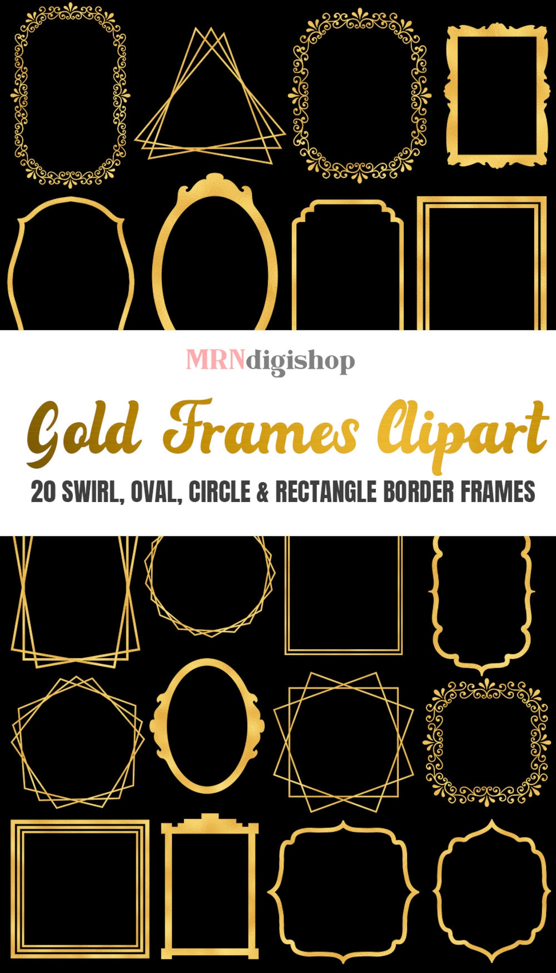 Gold Border Frames Clipart Create Your Next Project With This - Etsy