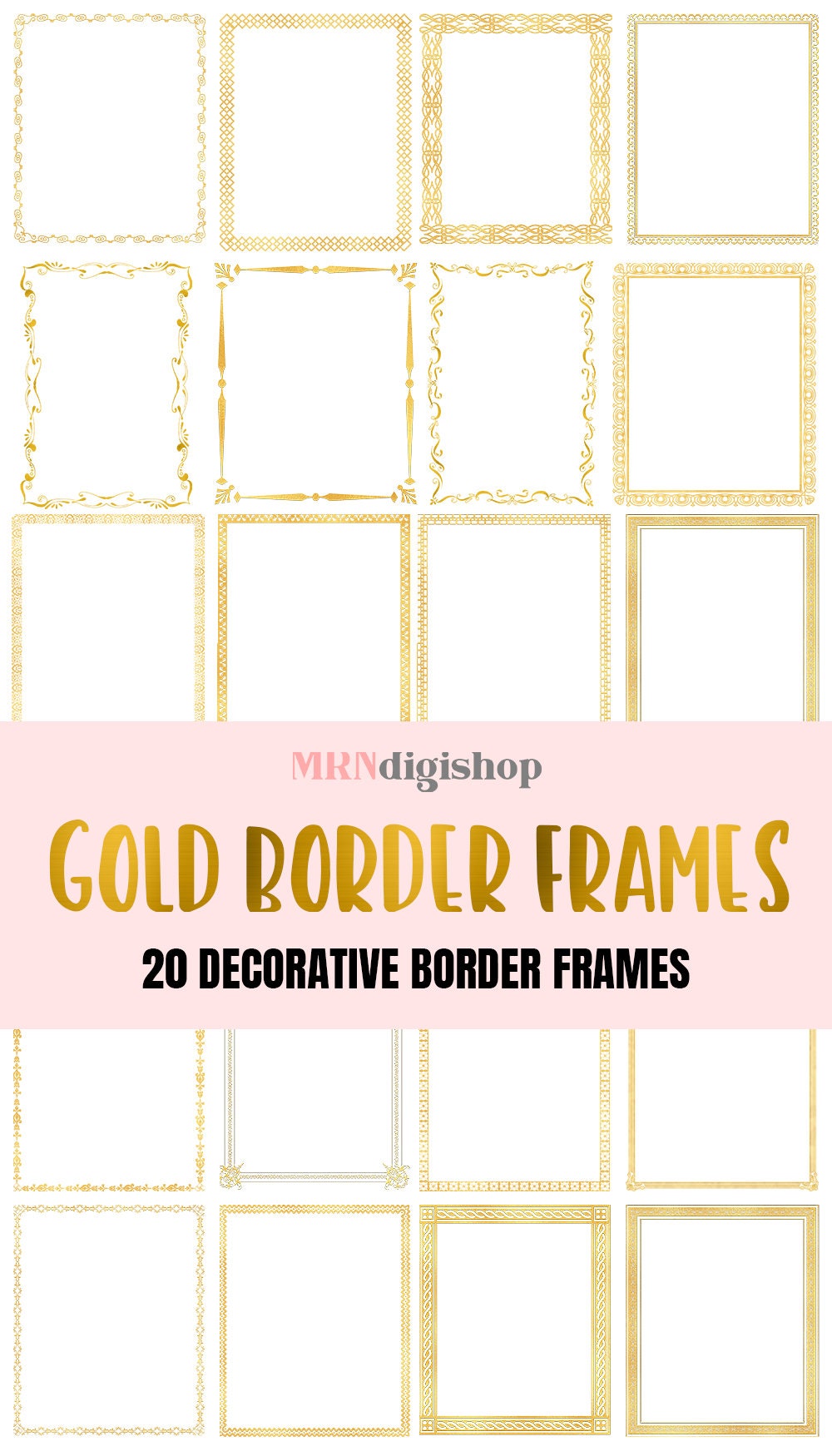 Gold Border Frames Clipart Create Your Next Project With This - Etsy