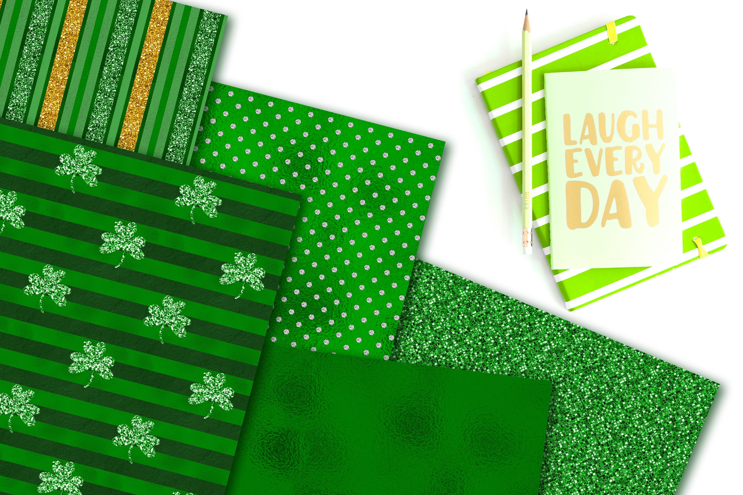 St. Patrick's Day Digital Paper, Scrapbooking, Shamrock, Gold and Green ...
