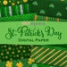 St. Patrick's Day Digital Paper, Scrapbooking, Shamrock, Gold and Green ...