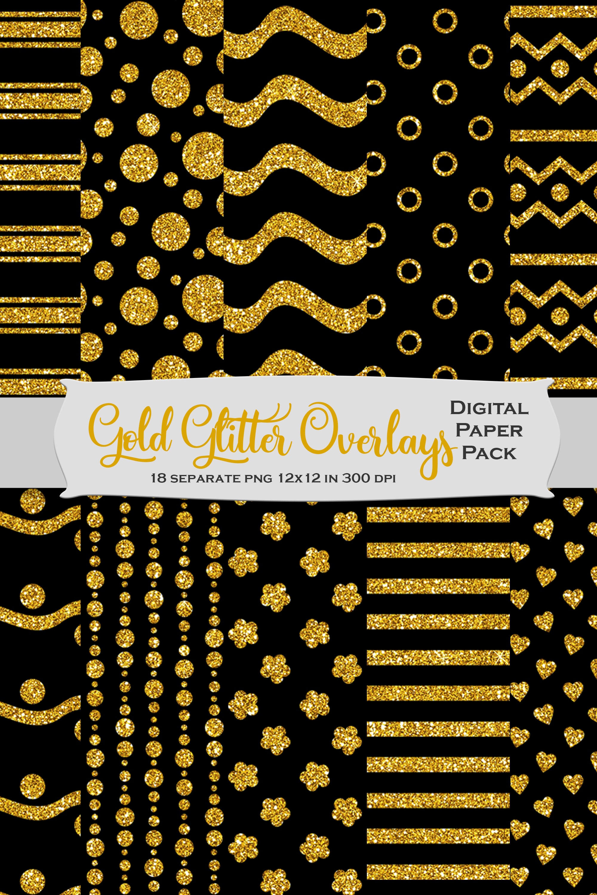 Gold Glitter Overlay Clipart Invitation Design Party Decor - Etsy