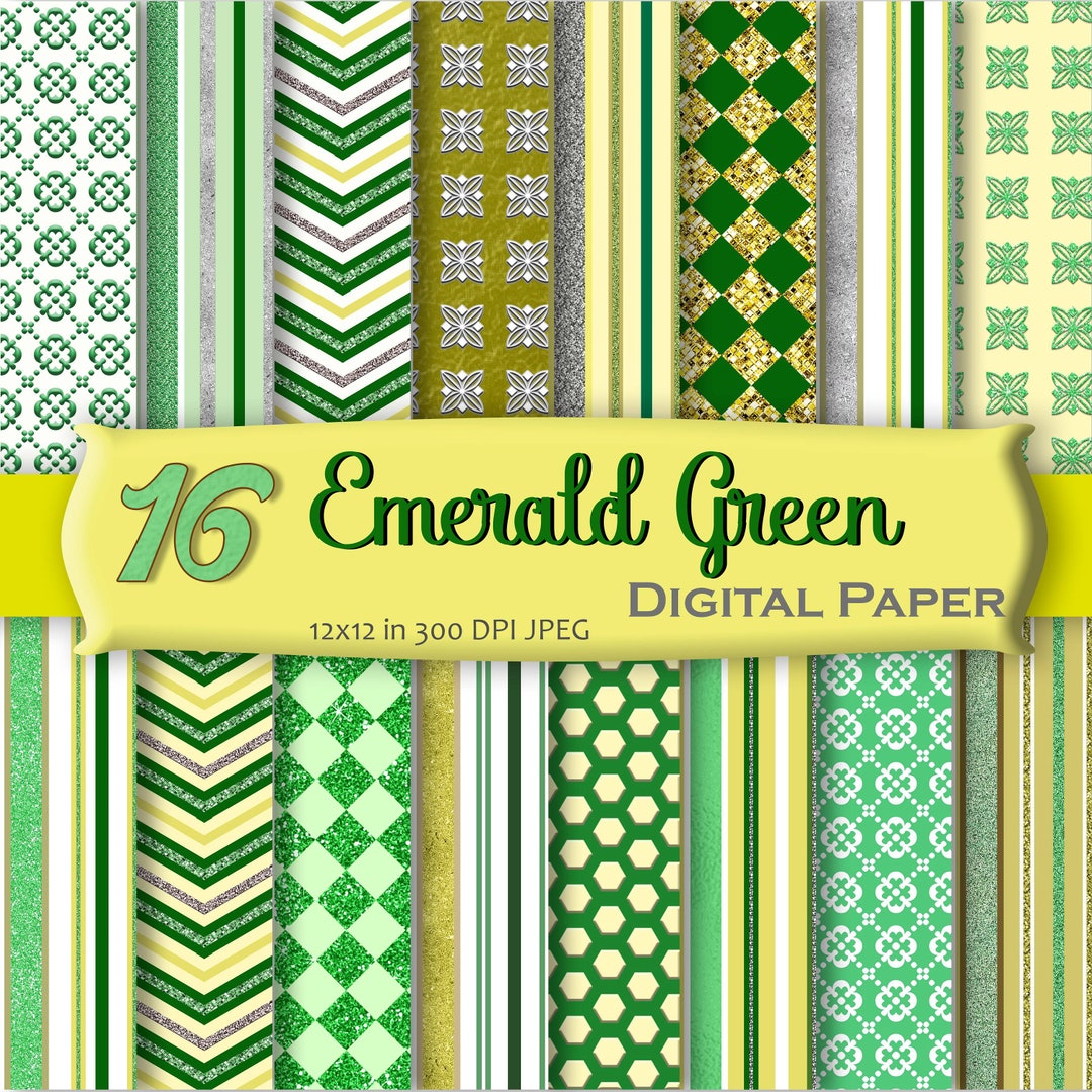 Green Digital Paper Geometric Shapes Lines Glitter - Etsy