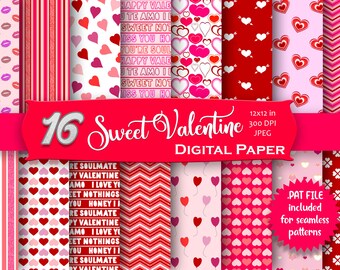 Valentine Hearts Digital Papers Scrapbooking Paper Instant - Etsy UK