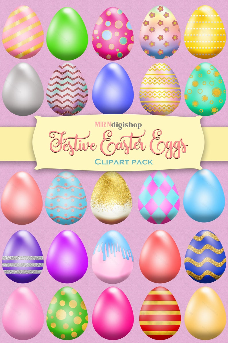 Easter Egg Clipart Pack, Elegant Design, Graphic Design, Scrapbooking ...