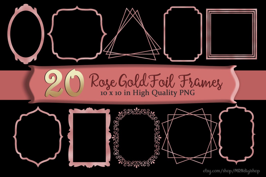 Rose Gold Border Frames Clipart, Create Your Project With This Gold ...