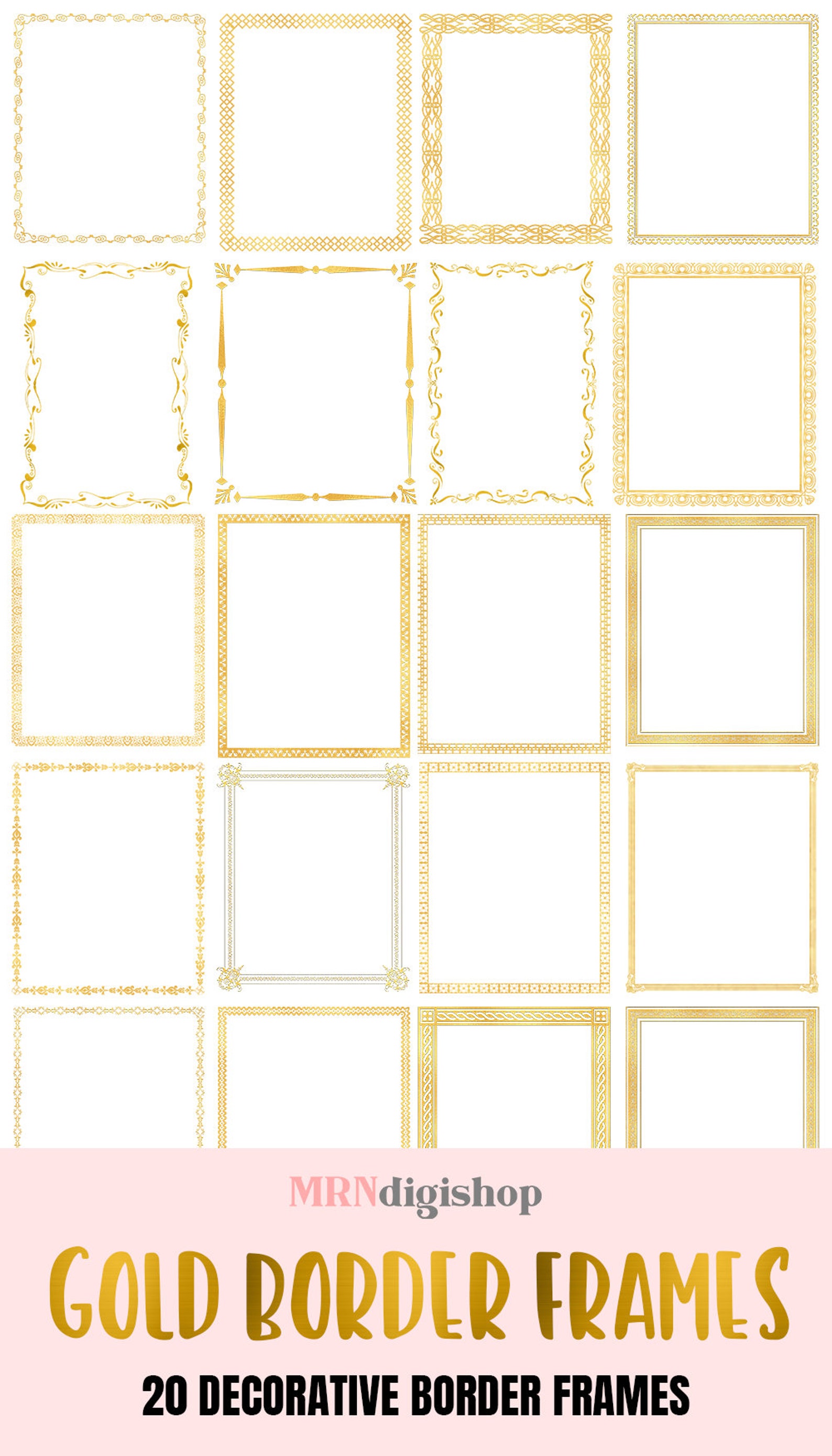 Gold Border Frames Clipart Create Your Next Project With This - Etsy