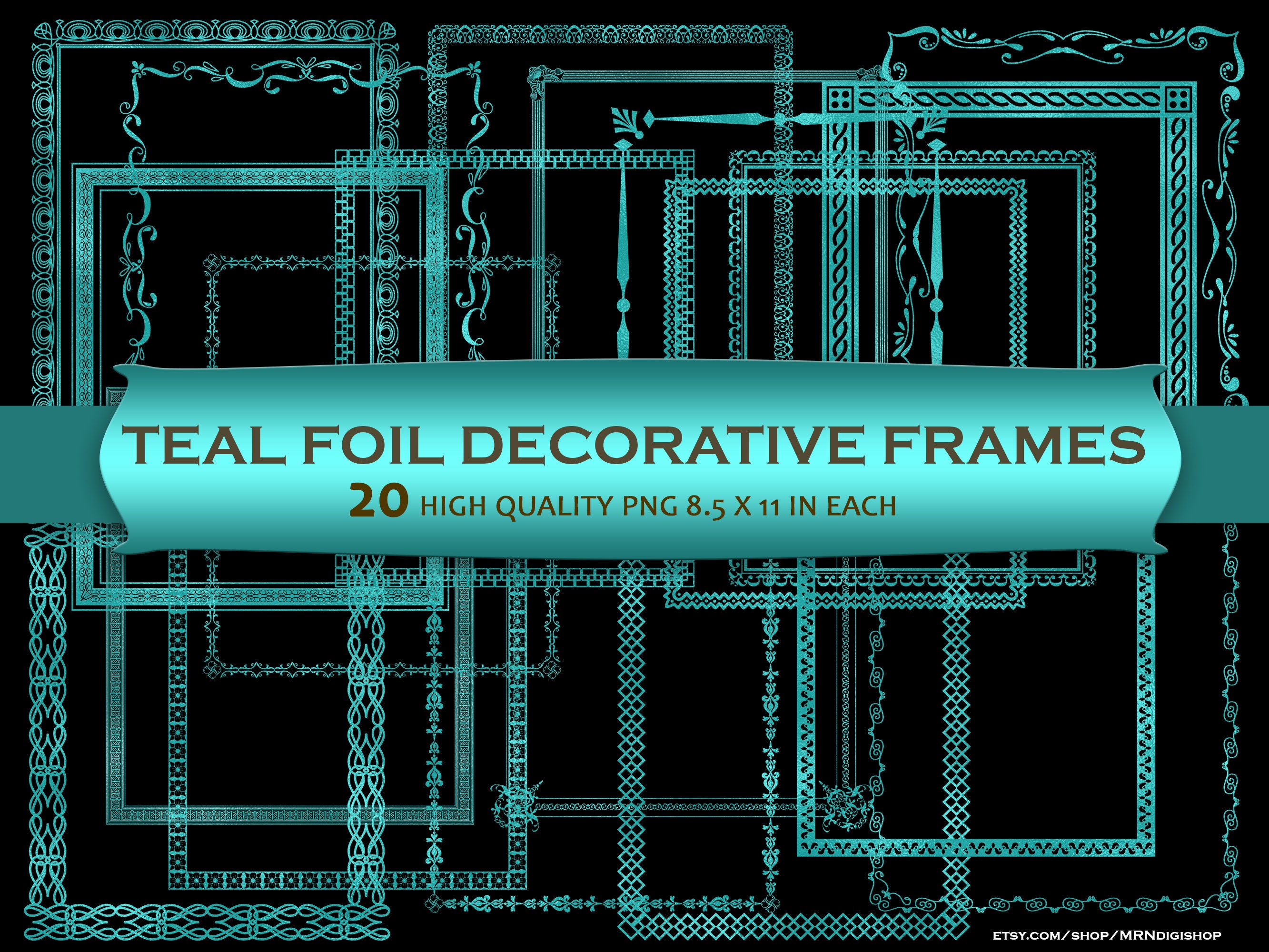 Teal Frames Clip Art