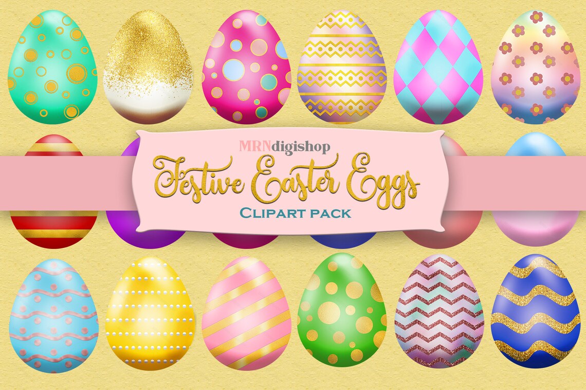 Easter Egg Clipart Pack Elegant Design Graphic Design - Etsy