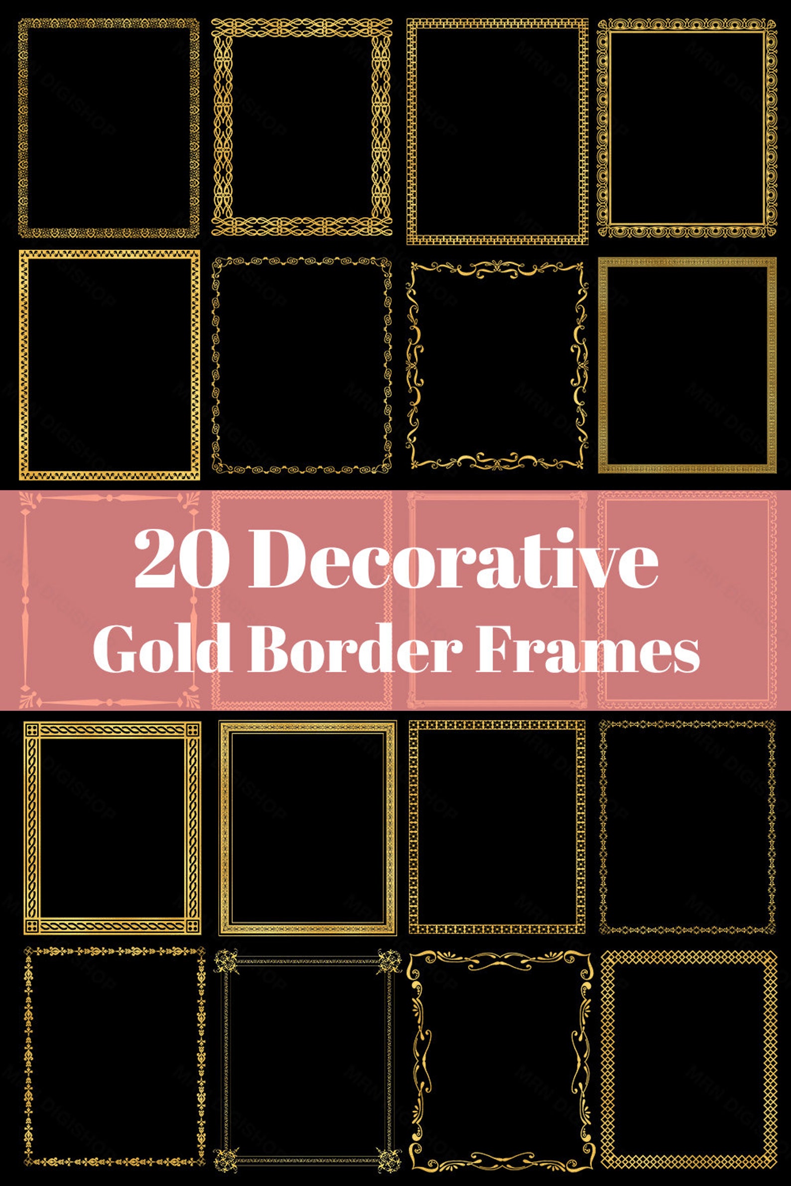 Gold Border Frames Clipart Create Your Next Project With - Etsy