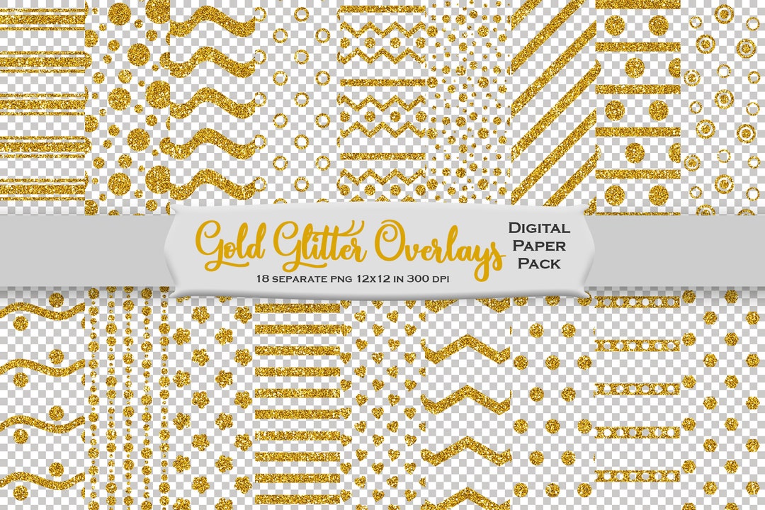 Gold Glitter Overlay Clipart Invitation Design Party Decor - Etsy