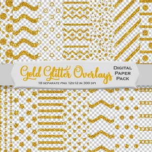 Gold Glitter Overlay Clipart, Invitation Design, Party Decor ...
